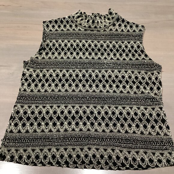 Heavenly | Tops | Black And Gold Mock Neck Sleeveless Shell Large ...
